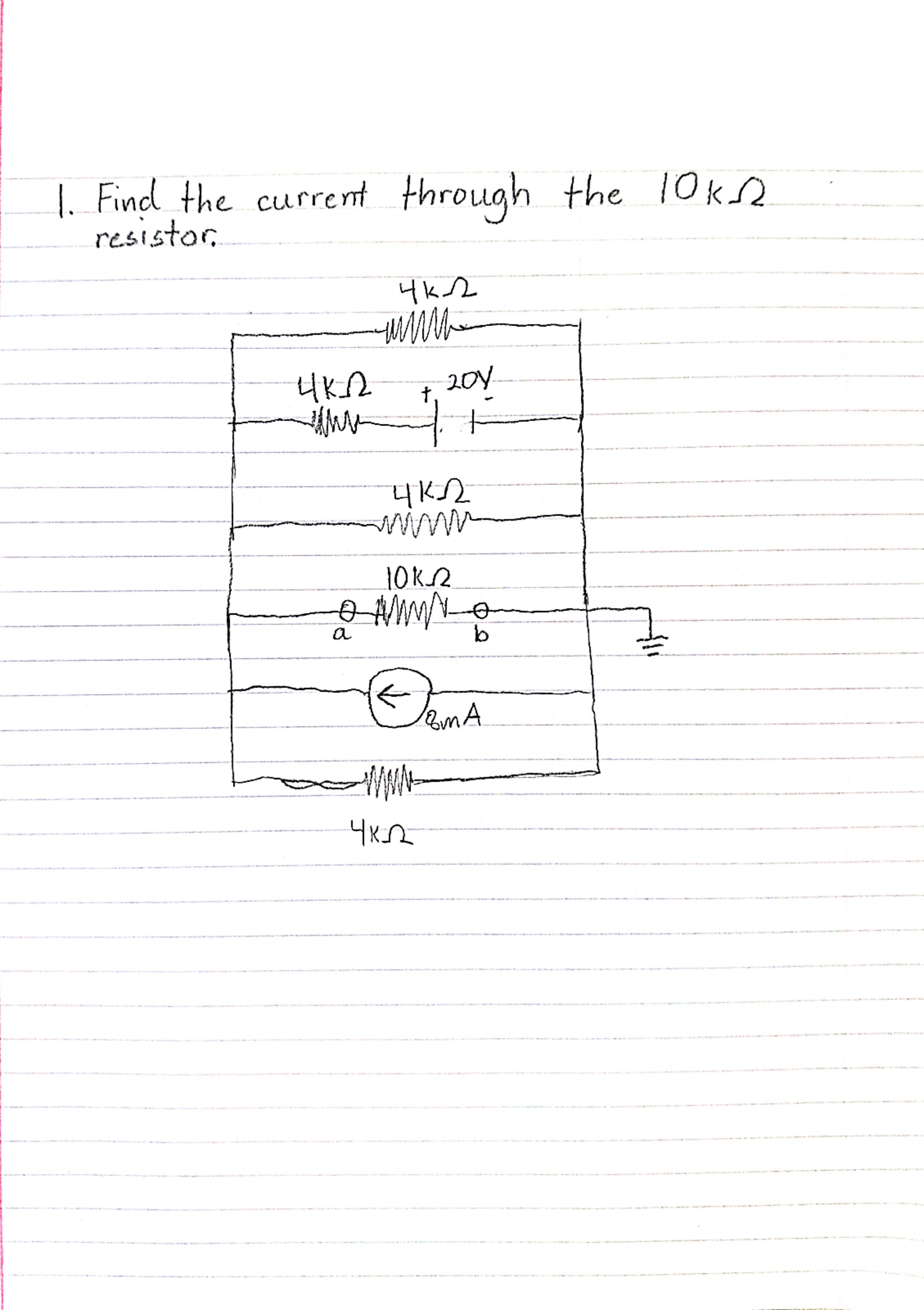 Solved 1. Find the current through the 10kΩ resistor. | Chegg.com