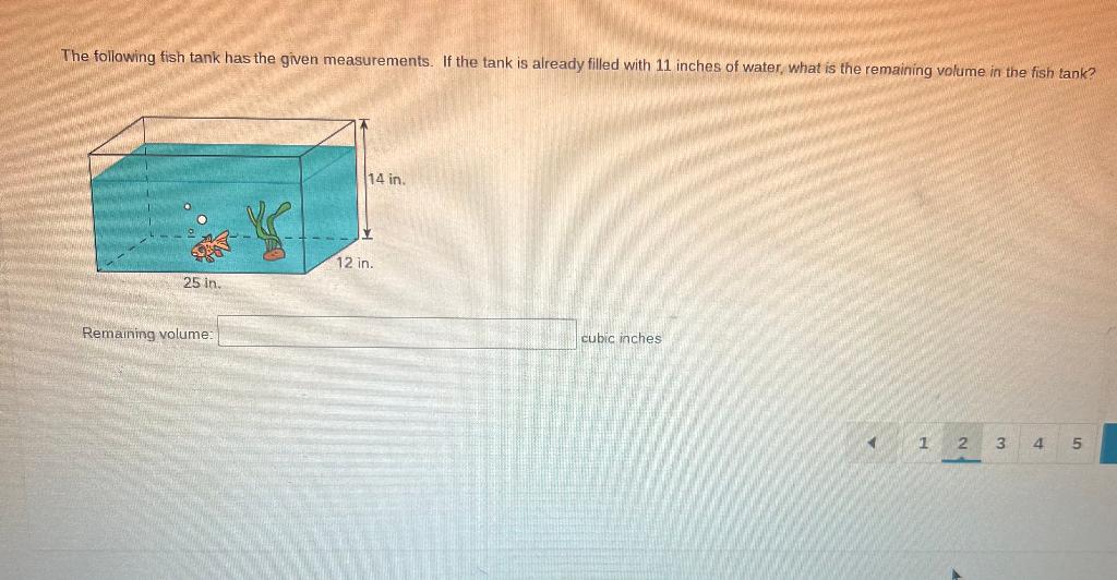 Solved The following fish tank has the given measurements. | Chegg.com