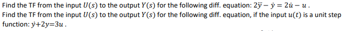 Solved Find the TF from the input U(s) to the output Y(s) | Chegg.com