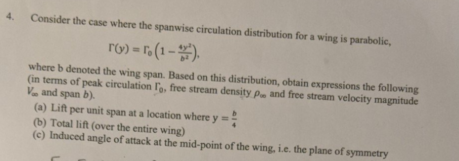 Solved 4. Consider the case where the spanwise circulation | Chegg.com