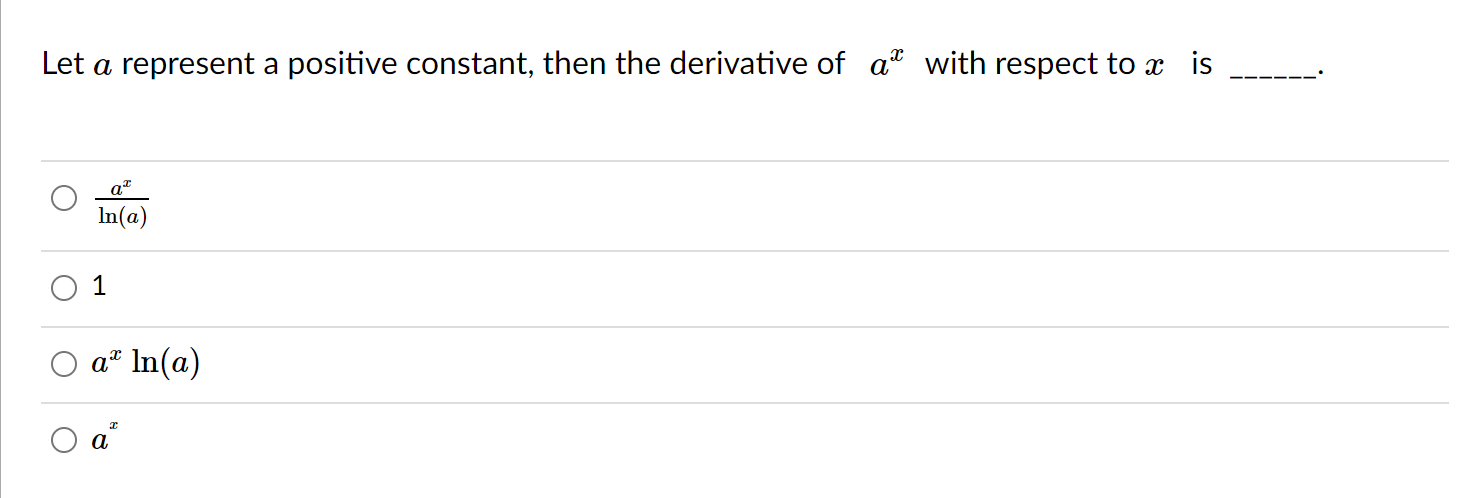 Solved Let a represent a positive constant, then the | Chegg.com