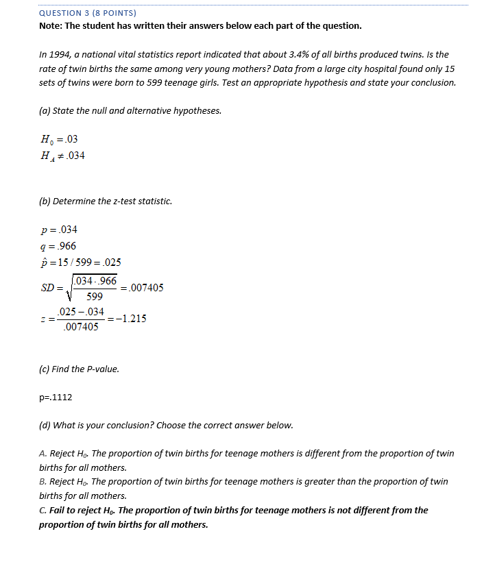 Solved The following responses are actual answers turned in | Chegg.com