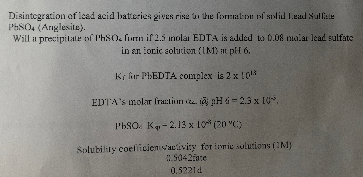 Disintegration of lead acid batteries gives rise to | Chegg.com