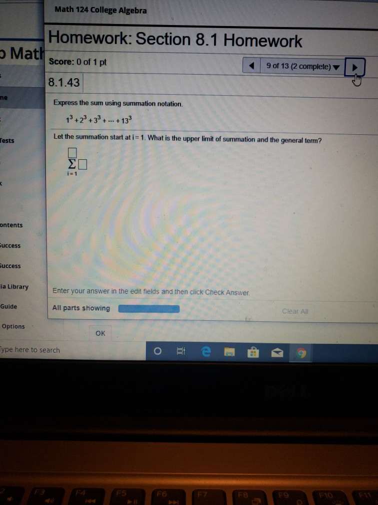 Solved Math 124 College Algebra Homework: Section 8.1 | Chegg.com
