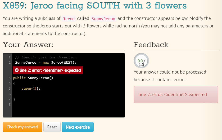 You are writing a subclass of Jeroo called sunnyJeroo | Chegg.com