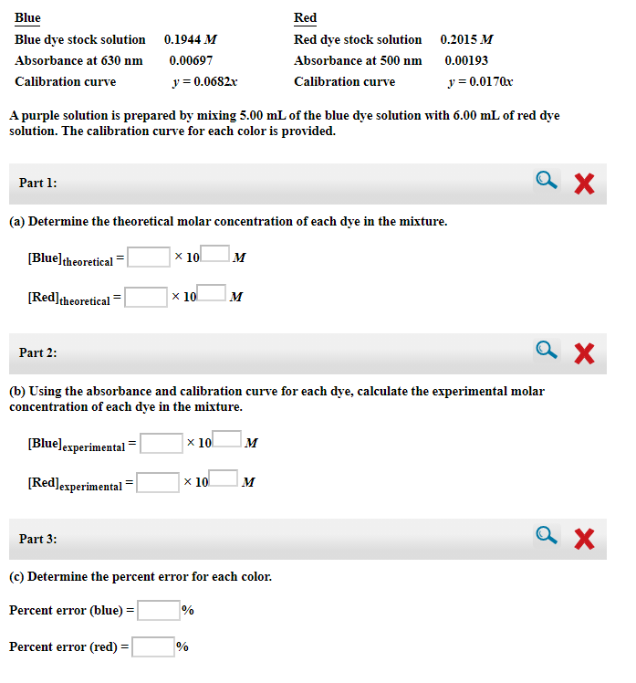 Solved A purple solution is prepared by mixing 5.00 mL of | Chegg.com