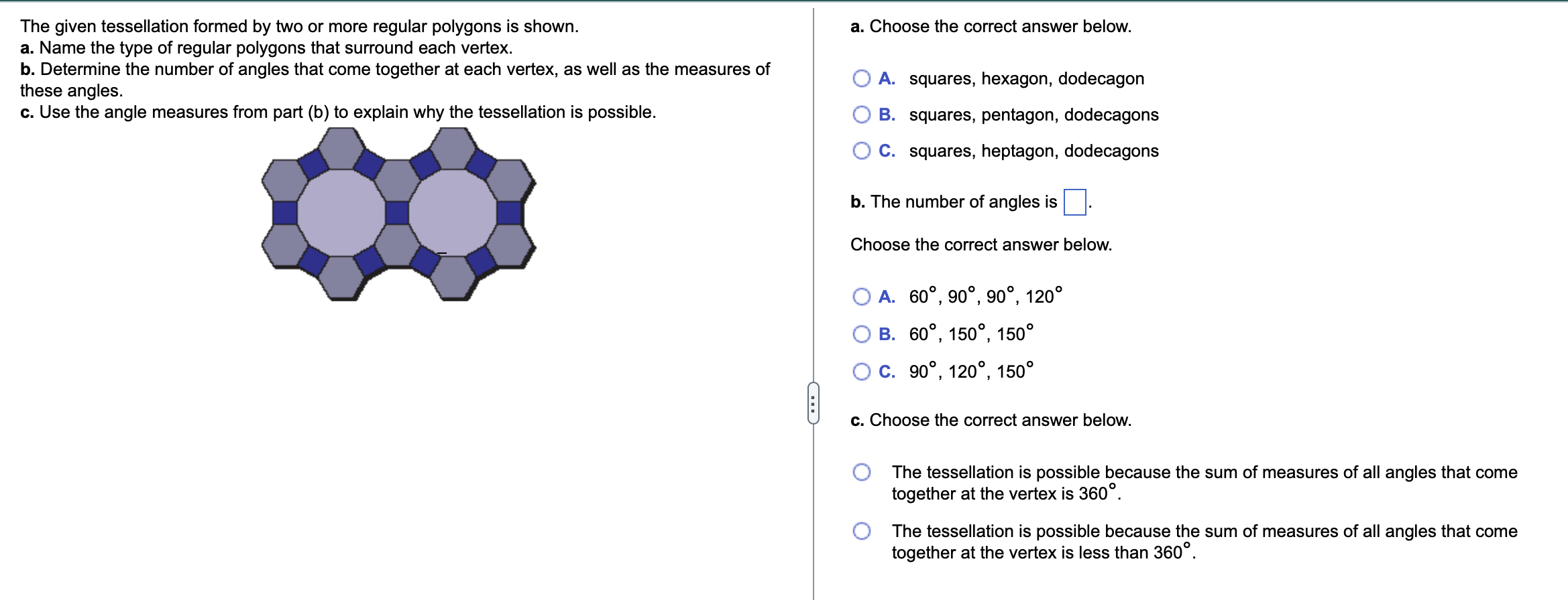 Solved The given tessellation formed by two or more regular | Chegg.com