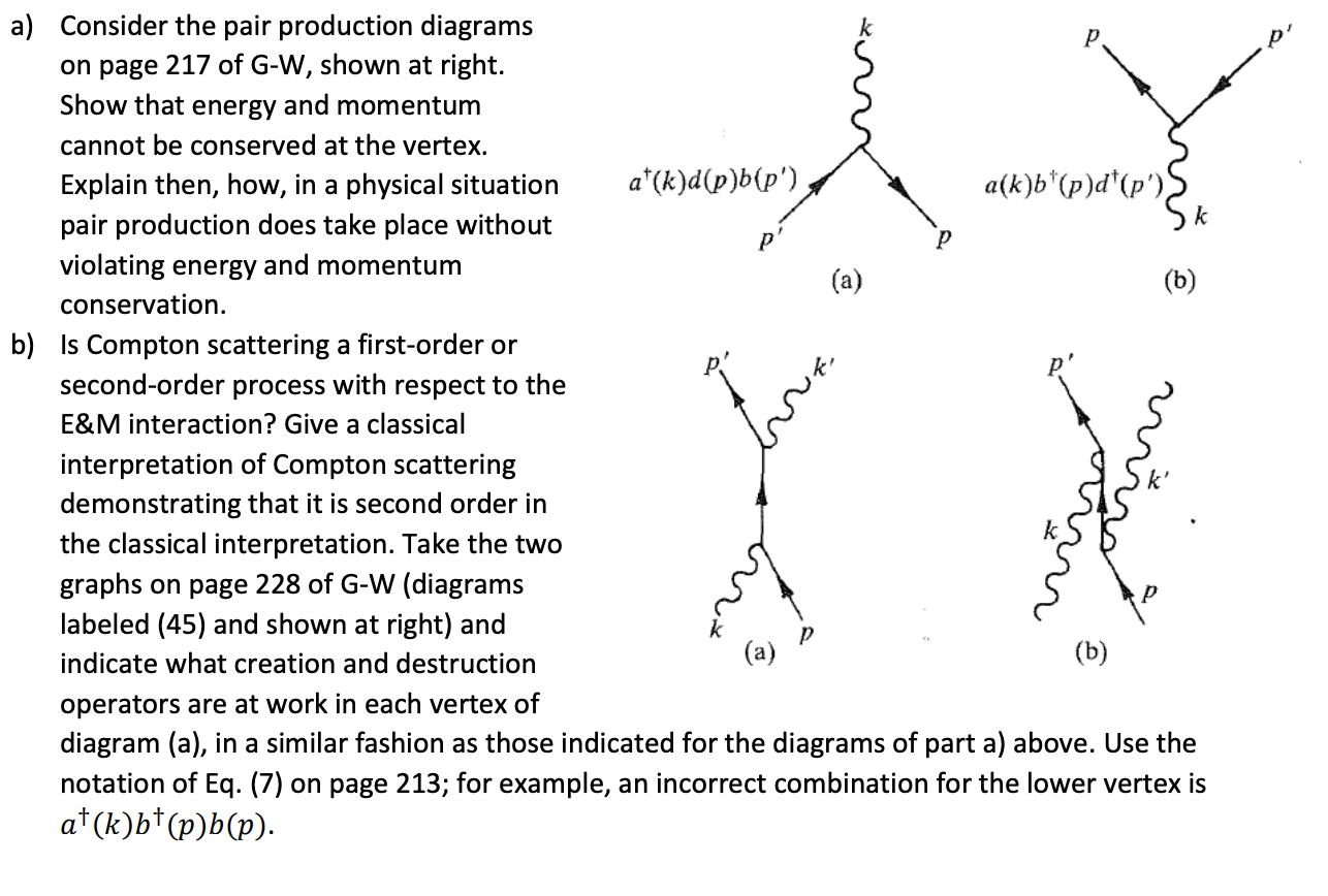 Solved (a) re a) Consider the pair production diagrams on | Chegg.com
