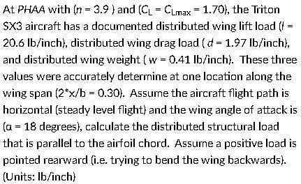At PHAA with (n = 3.9) and (CL = CLmax = 1.70), the | Chegg.com