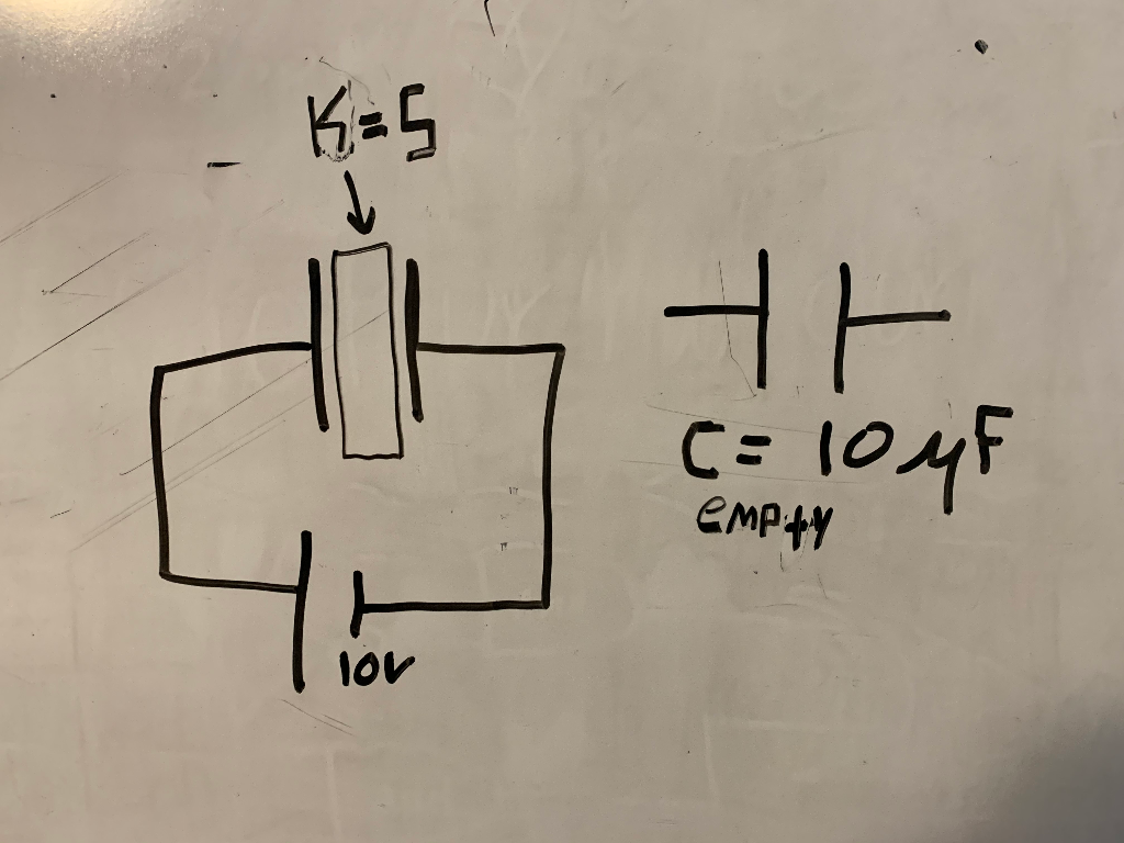 Solved A capacitor of 10 microF while empty has a dielectric | Chegg.com