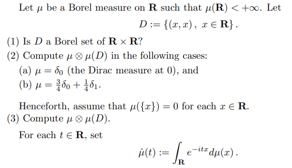 Let u be a Borel measure on R such that u(R)