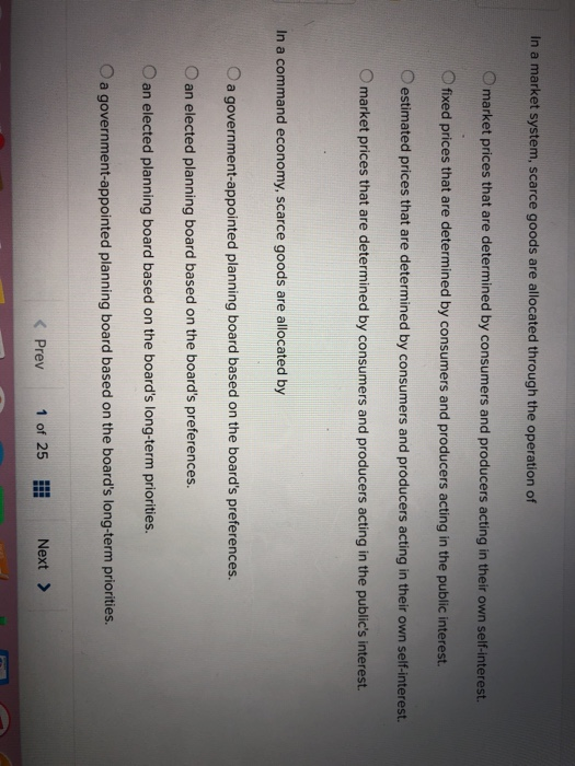 Solved In a market system, scarce goods are allocated | Chegg.com