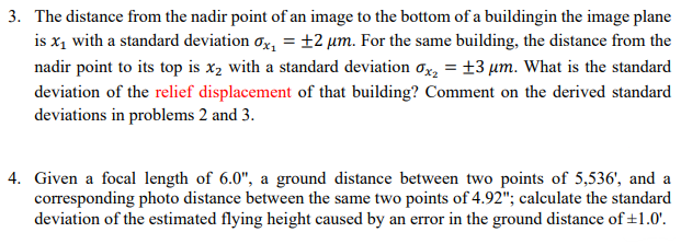 Solved 3. The distance from the nadir point of an image to | Chegg.com