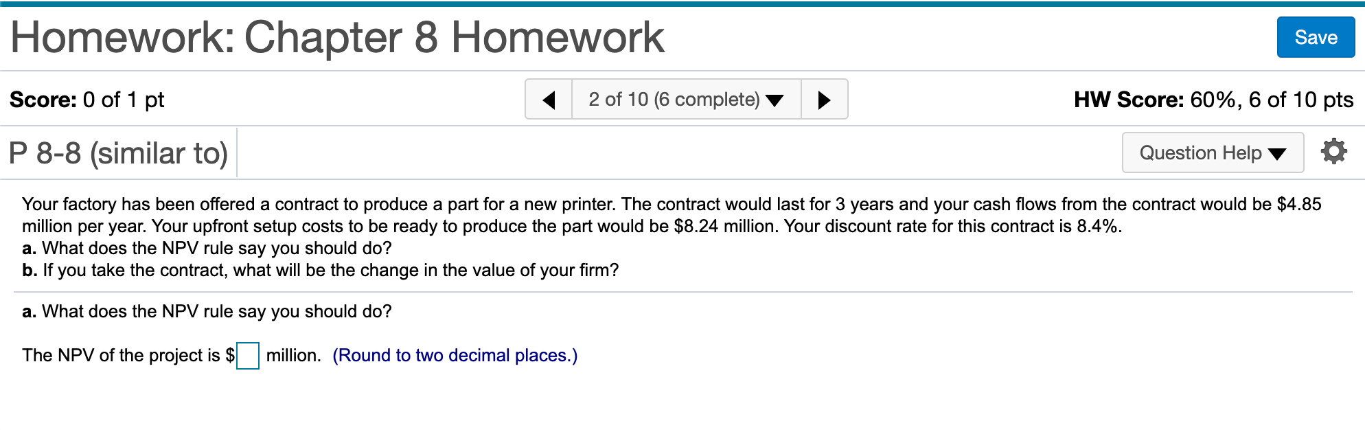 Solved Homework Chapter 8 Homework Save Score 0 Of 1 Pt 2