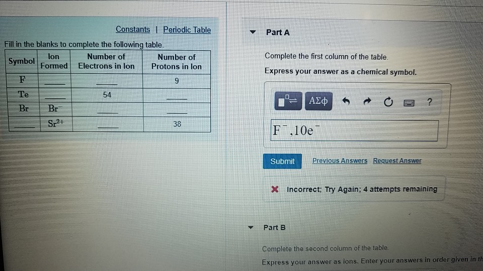 Solved Constants I Periodic Table Part A Fill in the blanks | Chegg.com