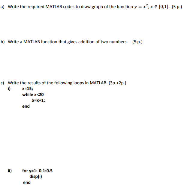 Solved a) Write the required MATLAB codes to draw graph of | Chegg.com