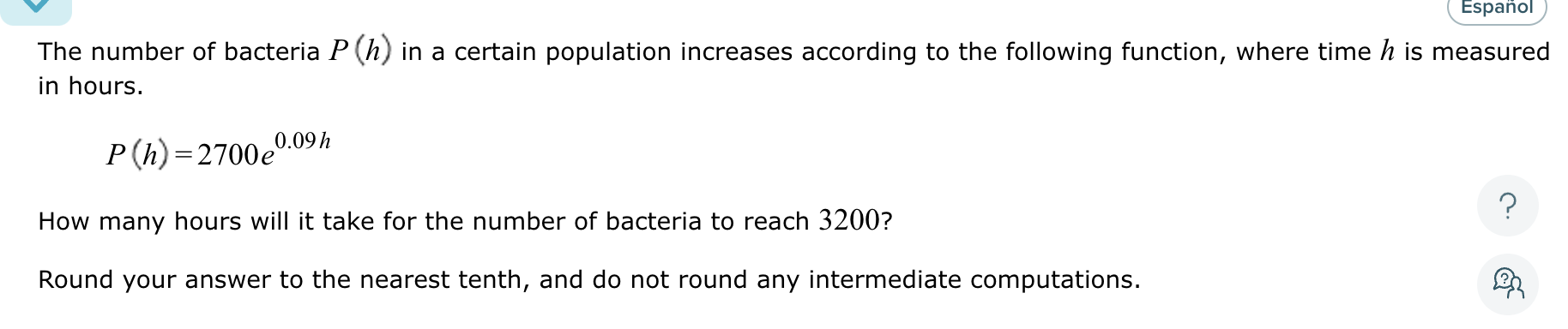 Solved The number of bacteria P(h) ﻿in a certain population | Chegg.com