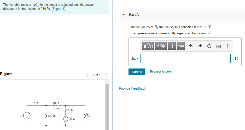 Solved The variable resistor (R.) in the circuit is adjusted | Chegg.com