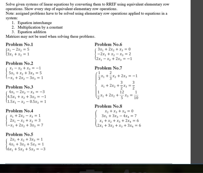 Solved Solve given systems of linear equations by converting | Chegg.com