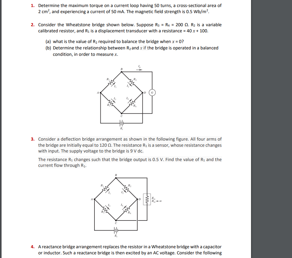 Solved 1. Determine the maximum torque on a current loop | Chegg.com
