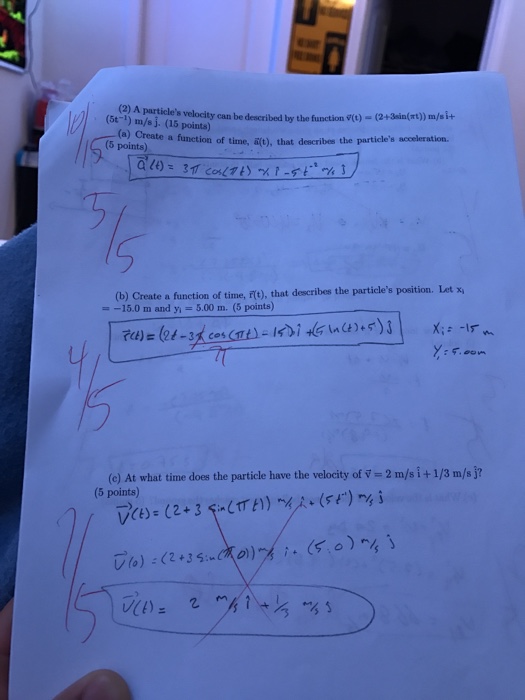 Solved A particle's velocity can be described by the | Chegg.com