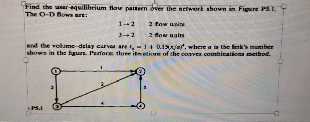 Solved ind the user-equilibrium flow pattern over the | Chegg.com