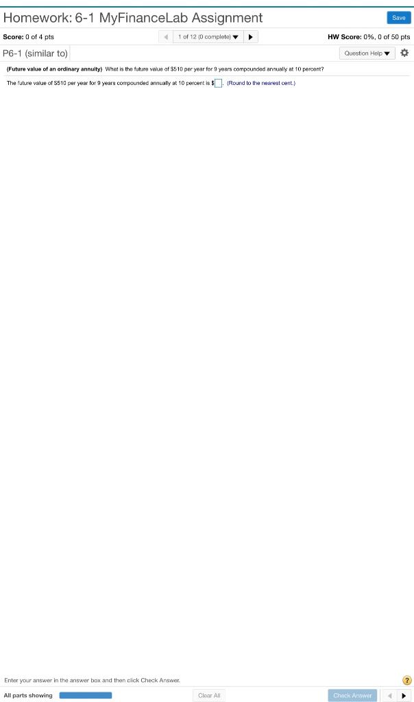 Solved Homework: 6-1 MyFinanceLab Assignment Save Score: 0 | Chegg.com