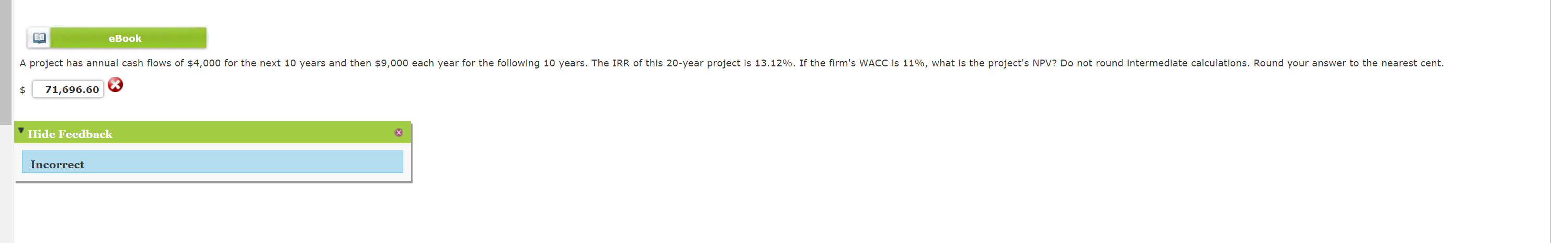Solved (3) Hide Feedback Incorrect | Chegg.com