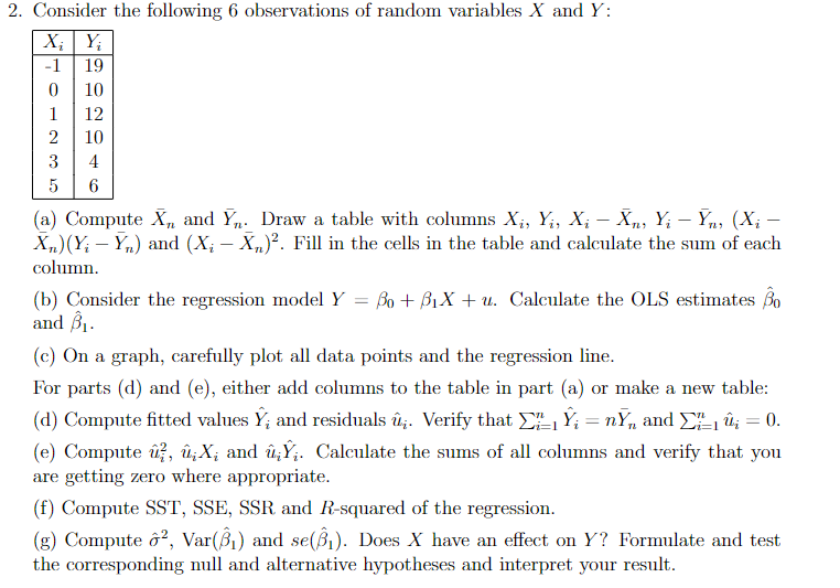 Solved (a) Compute Xˉn and Yˉn. Draw a table with columns | Chegg.com