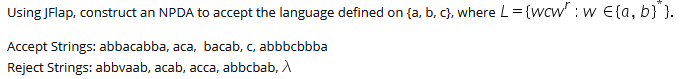 Solved Using Jflap Construct An Npda To Accept The Language 