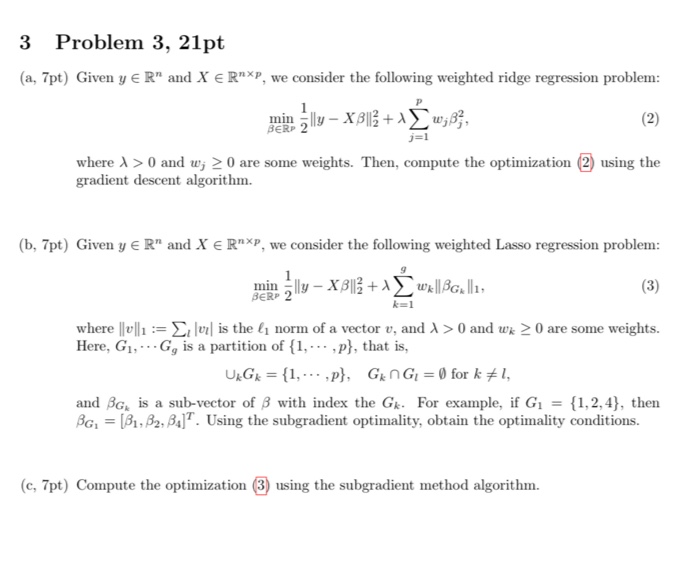 Solved (a, 7pt) Given y∈Rn and X∈Rn×p, we consider the | Chegg.com