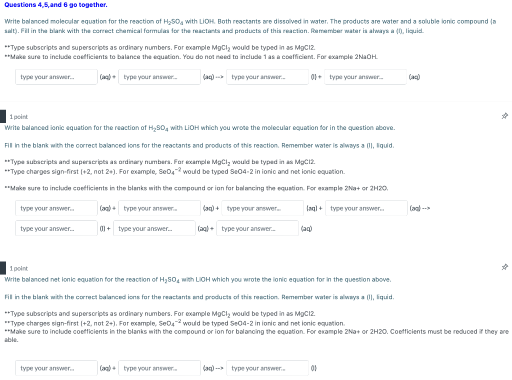 Solved Write balanced molecular equation for the reaction of | Chegg.com