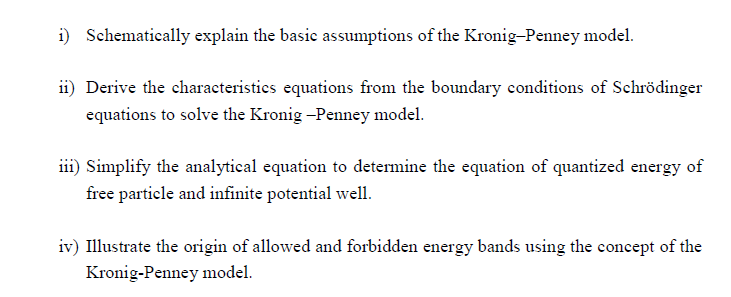 Solved 2. (a) Kronig-Penney model is the mathematical model | Chegg.com