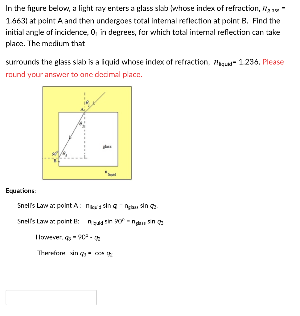 Solved In the figure below, a light ray enters a glass slab | Chegg.com