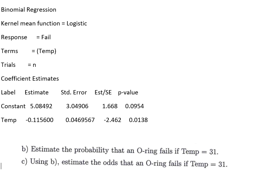 Solved Binomial Regression Kernel mean function = Logistic | Chegg.com