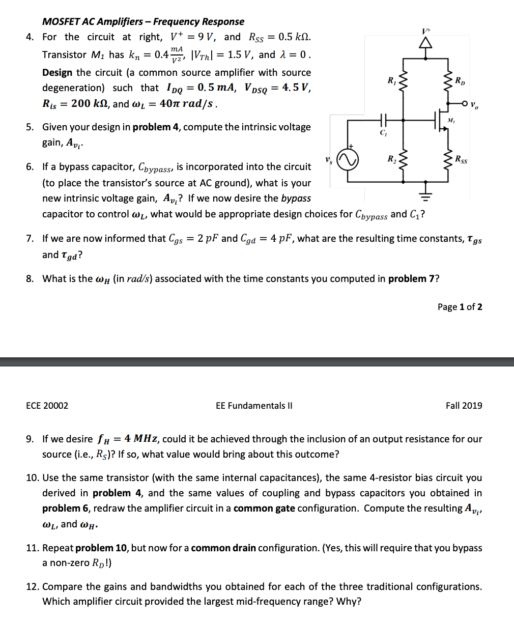 Mosfet Ac Amplifiers Frequency Response 4 For The 
