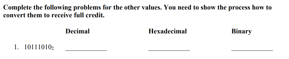 Solved Complete the following problems for the other values. | Chegg.com