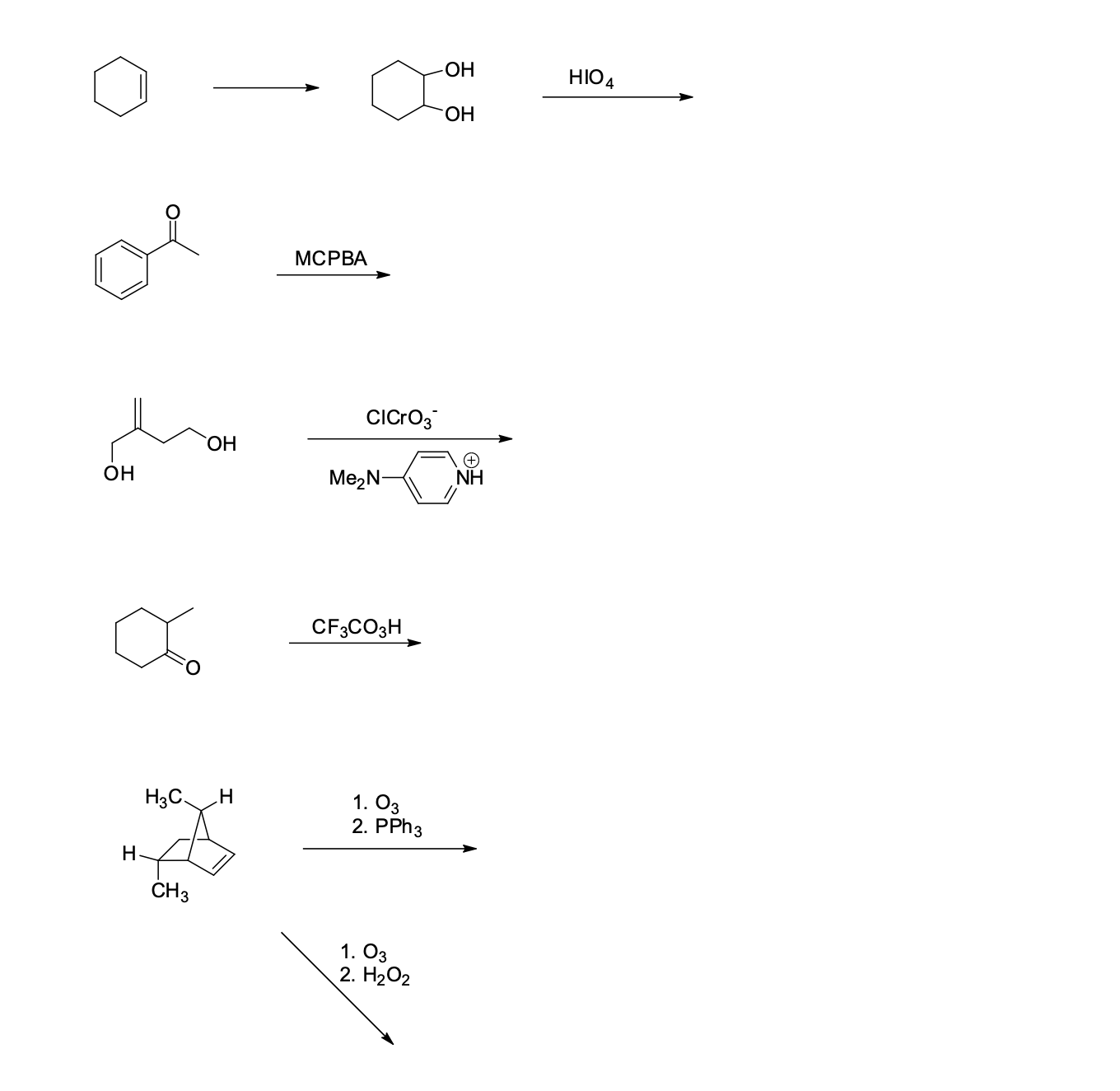 Solved HIO4 MCPBA CF3CO3H 1. O3 2. PPh3 | Chegg.com