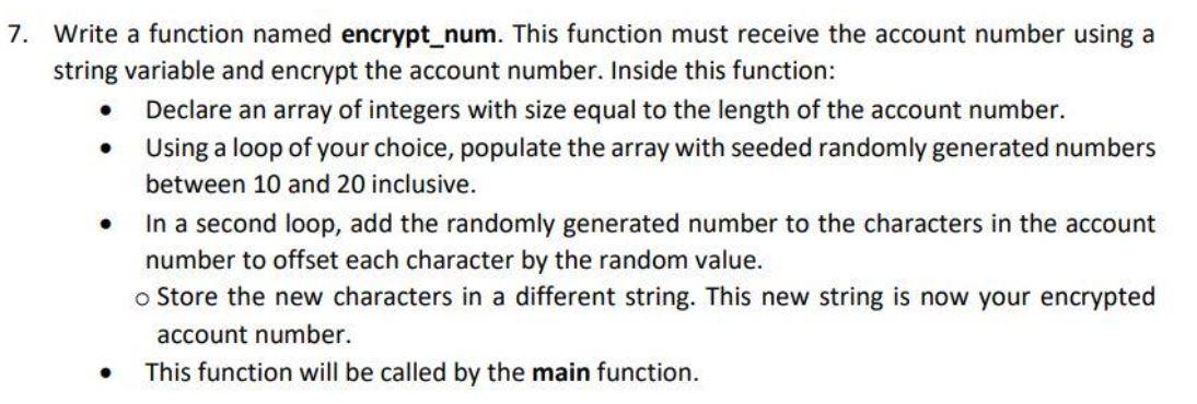 Solved 7. Write a function named encrypt_num. This function | Chegg.com