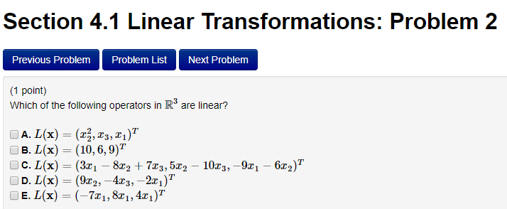 Solved Section 4 1 Linear Transformations Problem 2