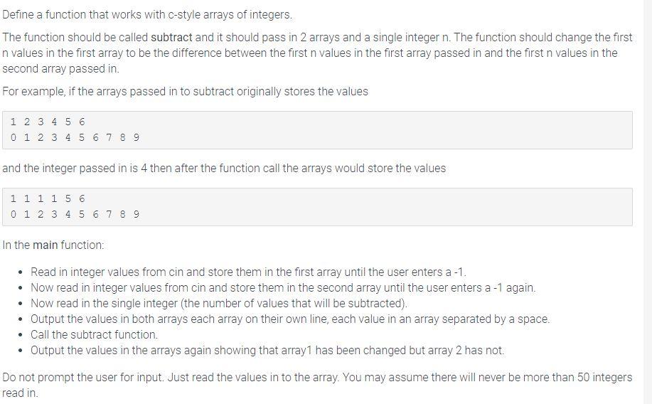 Solved Define A Function That Works With C Style Arrays Of 