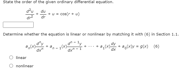 Solved State The Order Of The Given Ordinary Differential