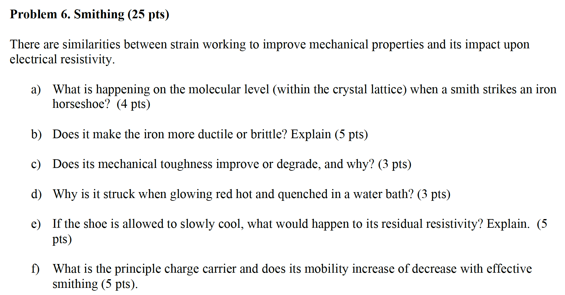 Solved Problem 6. Smithing (25 pts) There are similarities | Chegg.com
