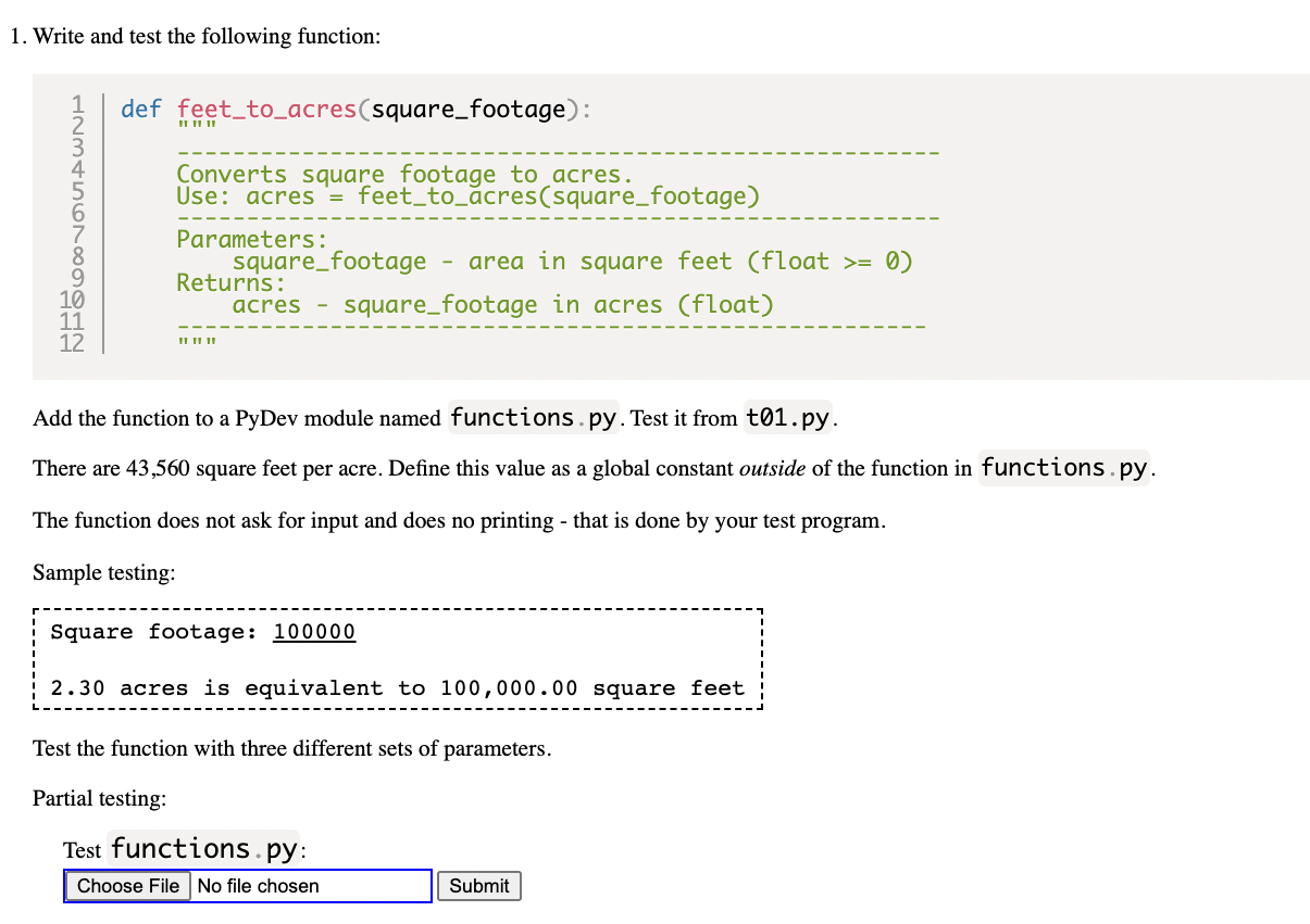 Solved 1. Write and test the following function: def | Chegg.com