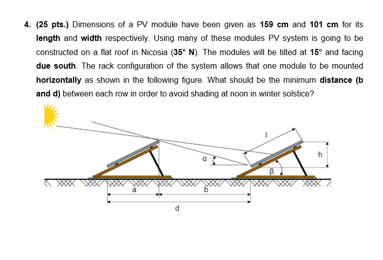 Solved 4. (25 pts.) Dimensions of a PV module have been | Chegg.com