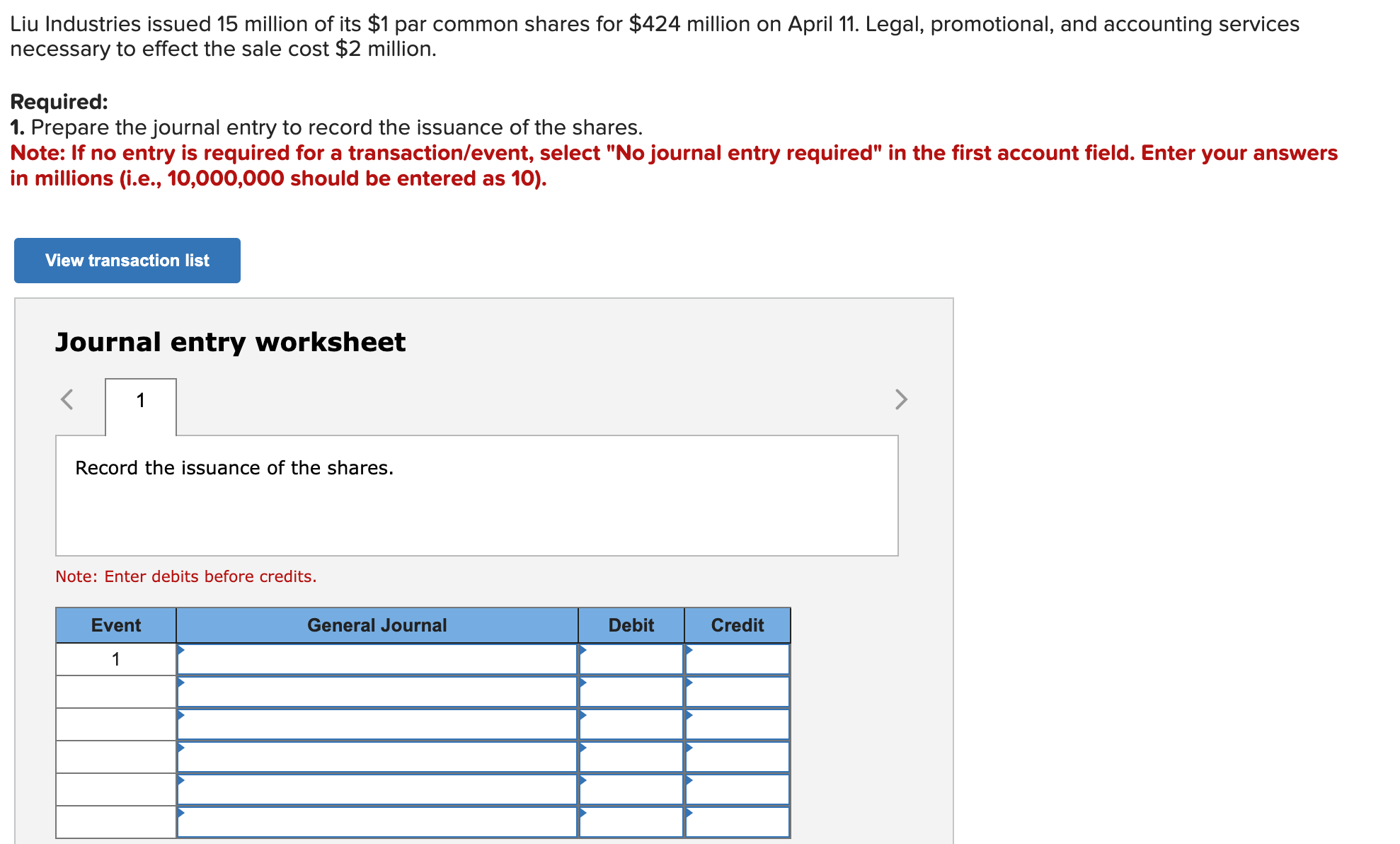 Solved Liu Industries issued 15 million of its $1 par common | Chegg.com
