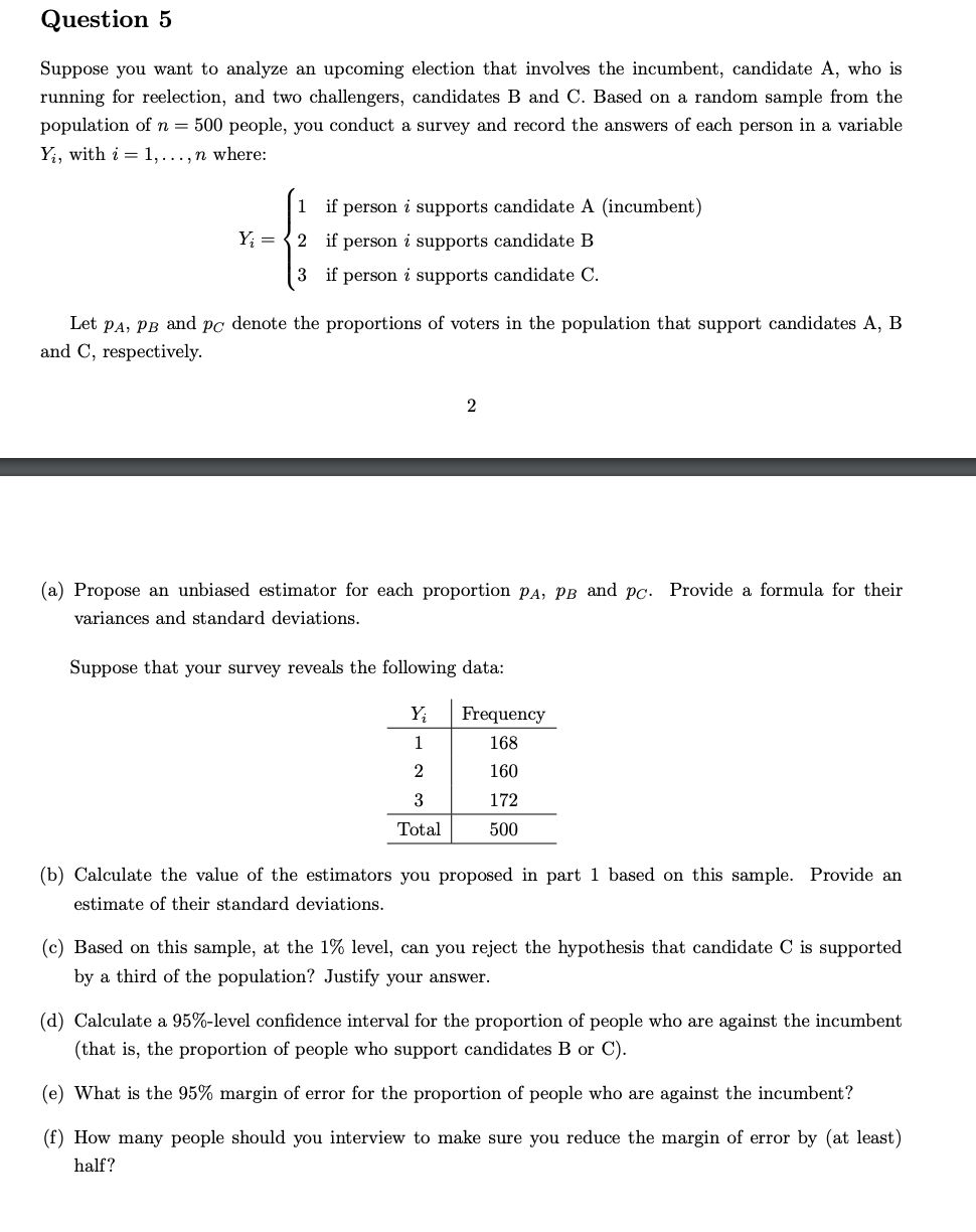 Solved Suppose you want to analyze an upcoming election that | Chegg.com