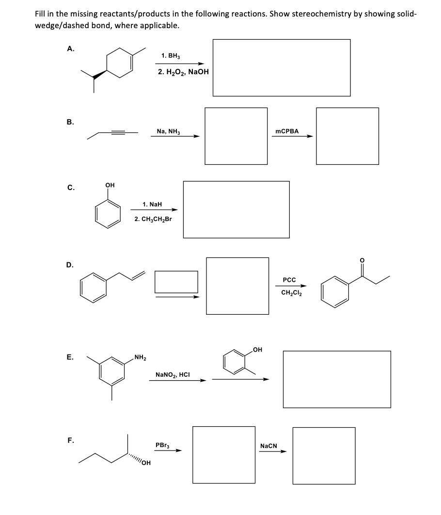 Solved Fill in the missing reactants/products in the | Chegg.com