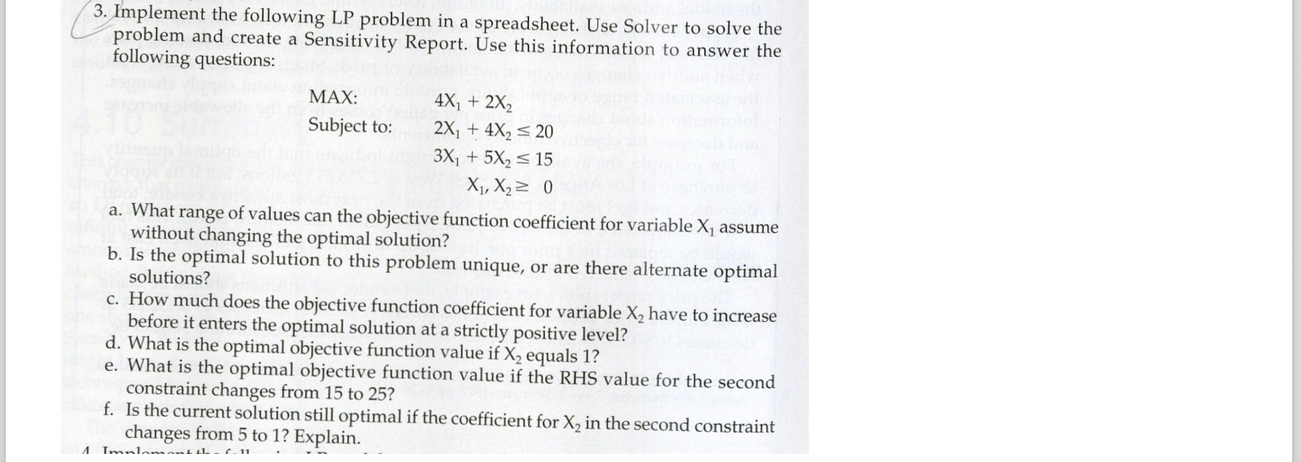 Solved Implement the following LP problem in a spreadsheet. | Chegg.com Solved Implement the following LP problem in a spreadsheet. | Chegg.com