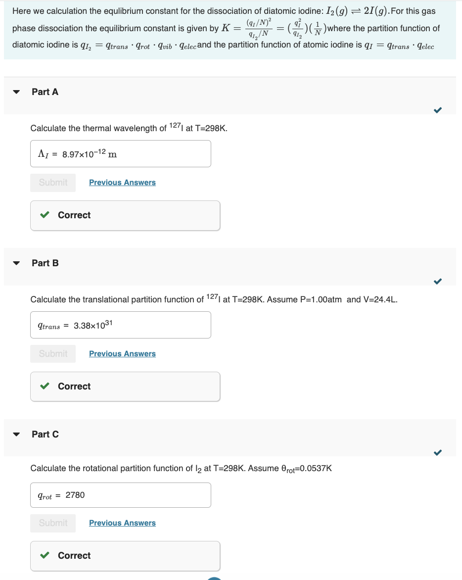 Solved Here we calculation the equlibrium constant for the | Chegg.com
